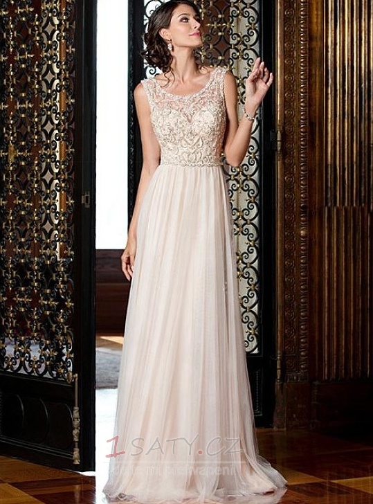 Klasický Přírodní pas Dlouhý Sál Drahokam Střední Svatební šaty - 1 saty
